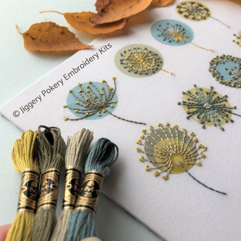 Dandelion embroidery kit. Scandinavian style. Modern hand | Etsy