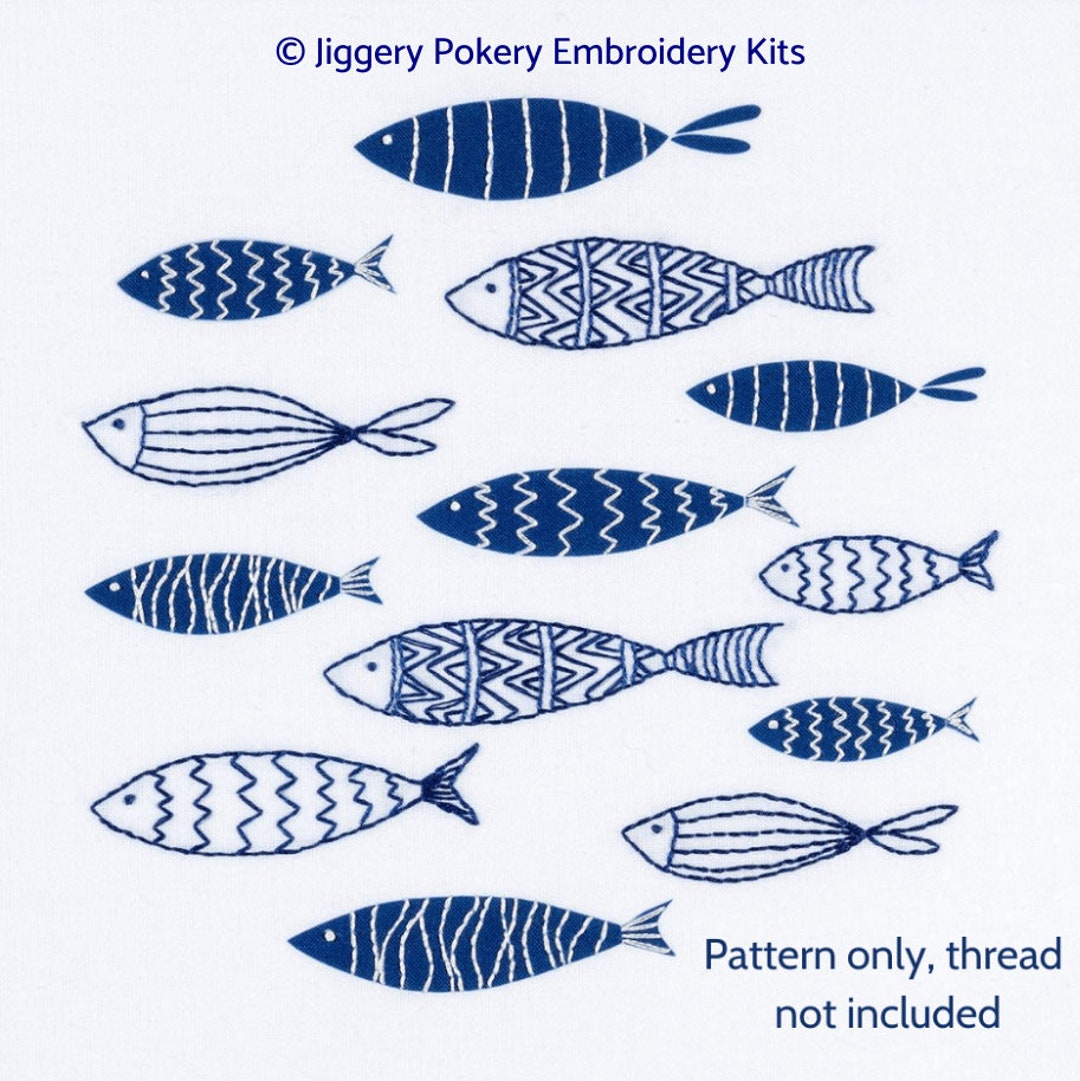 Blue Fish Embroidery Pattern. Simple Scandi Design. Easy Hand ...