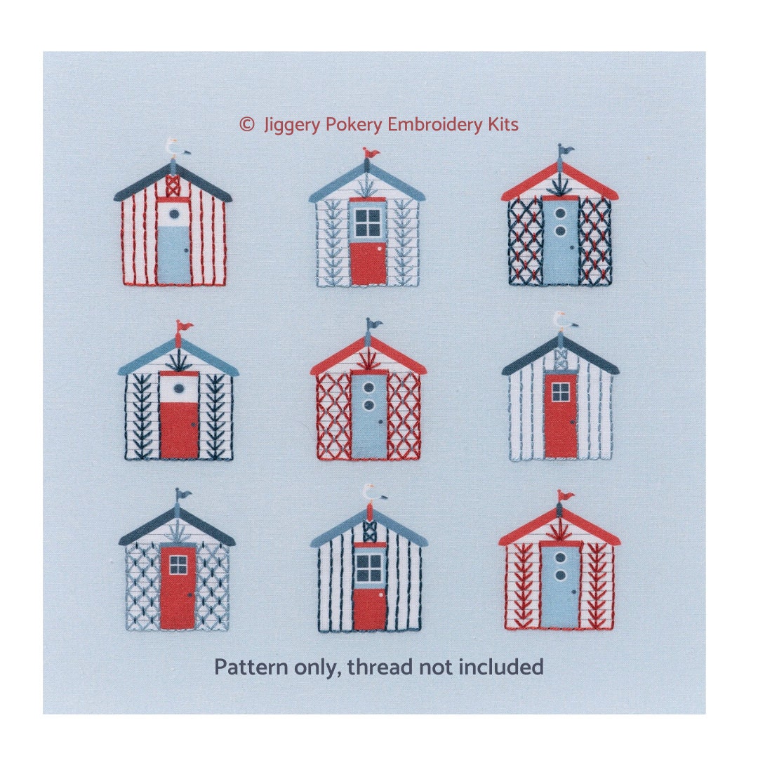 Beach Huts Embroidery Pattern. Modern Hand Embroidery. Seaside - Etsy