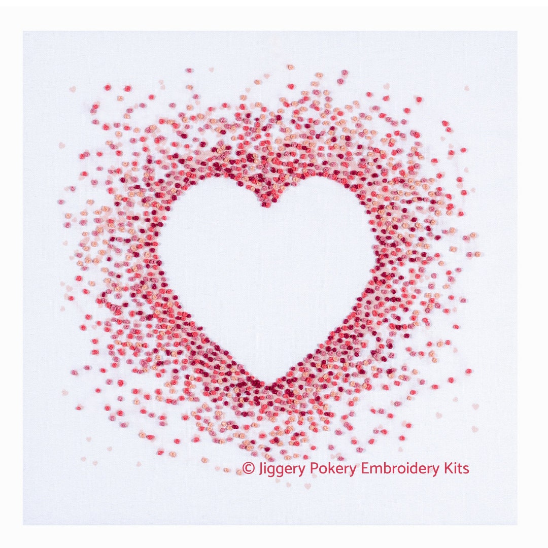 Romantic Hearts Hand Embroidery Kit. Valentines Present for - Etsy UK