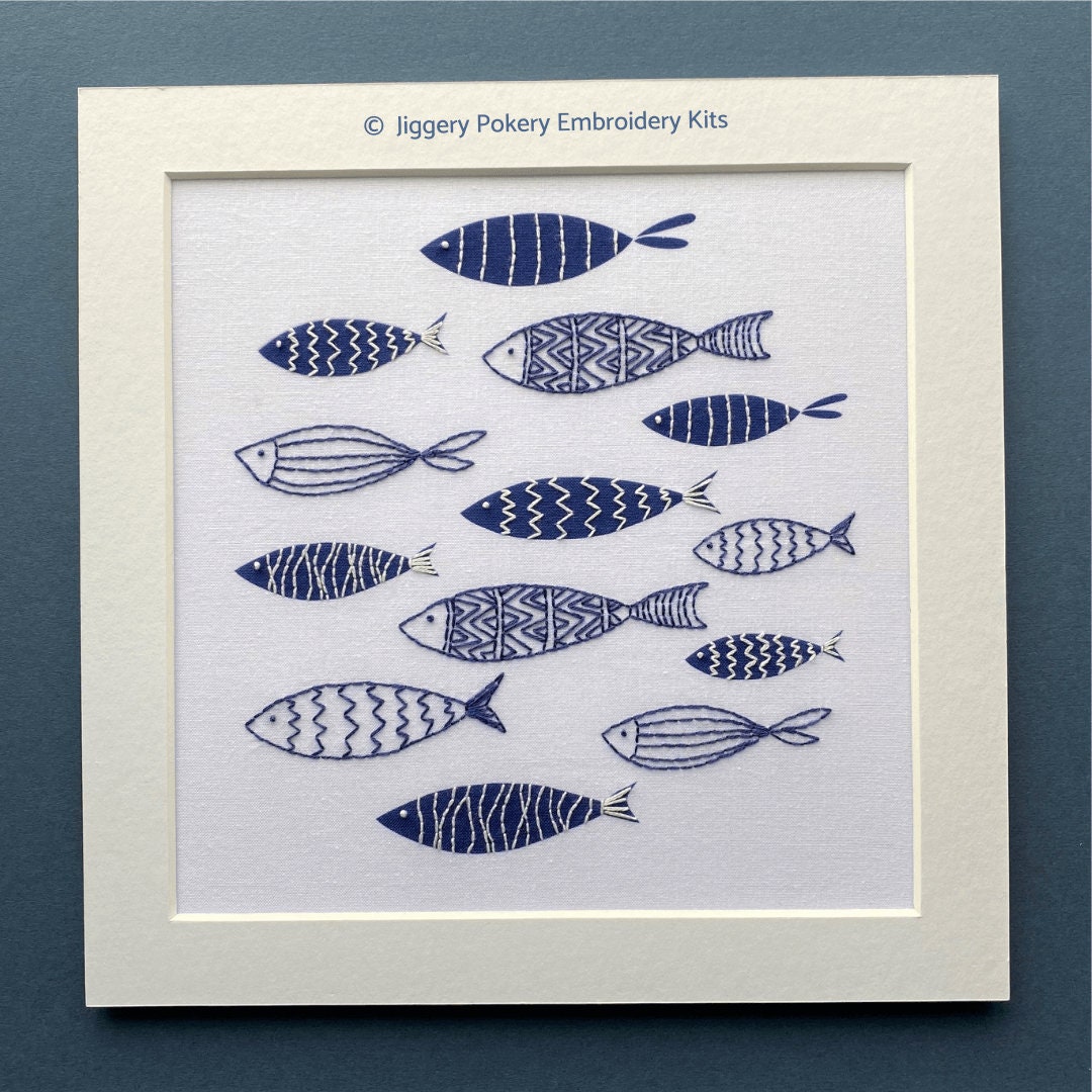 Blue Fish Embroidery Pattern. Simple Scandi Design. Easy Hand ...