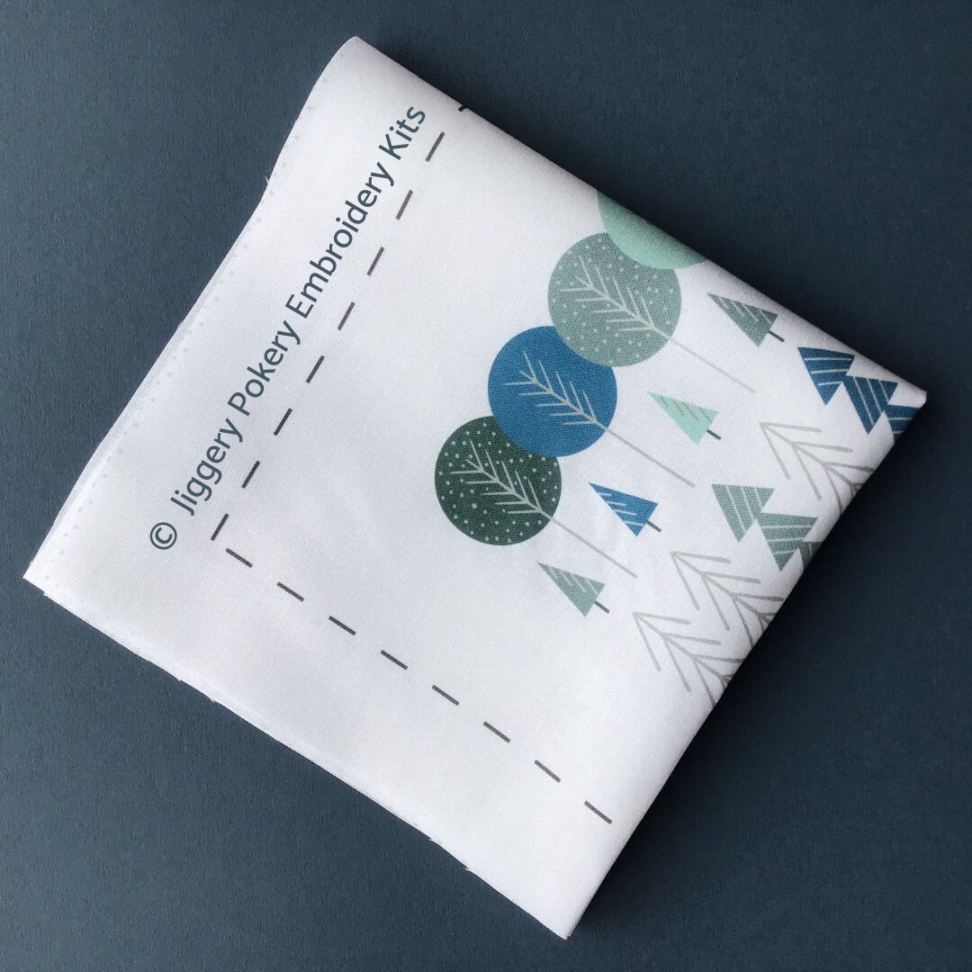 Scandi Trees Embroidery Pattern. Slate Blue Green Gold and | Etsy UK