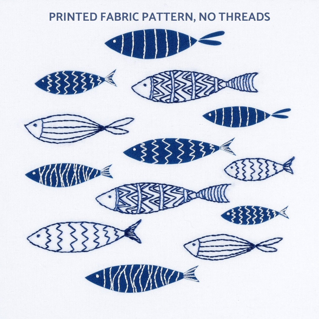 Blue Fish Embroidery Pattern. Simple Scandi Design. Easy Hand ...