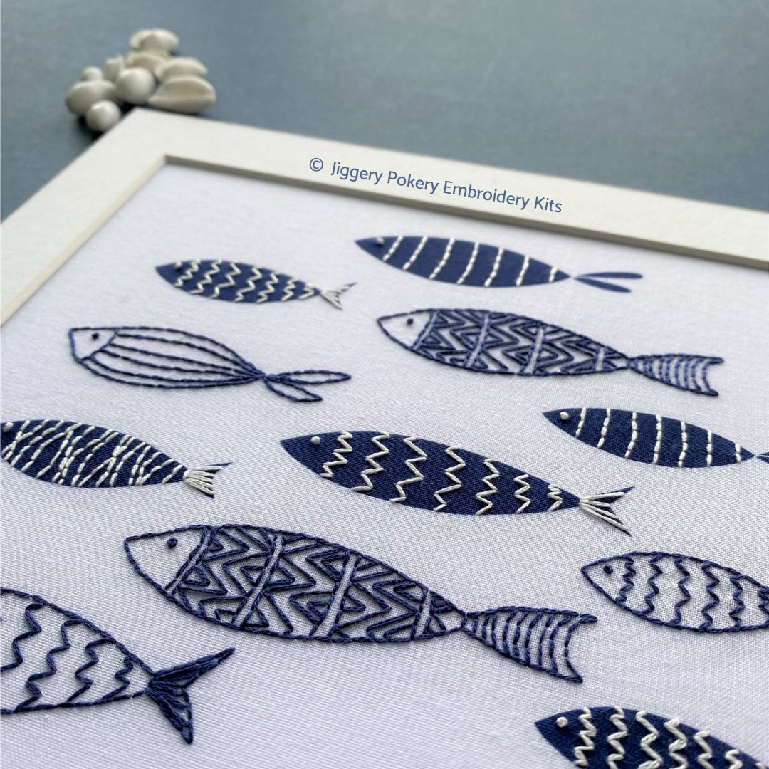 Embroidery Pattern Beginners. Blue Fish. Simple Scandinavian | Etsy UK