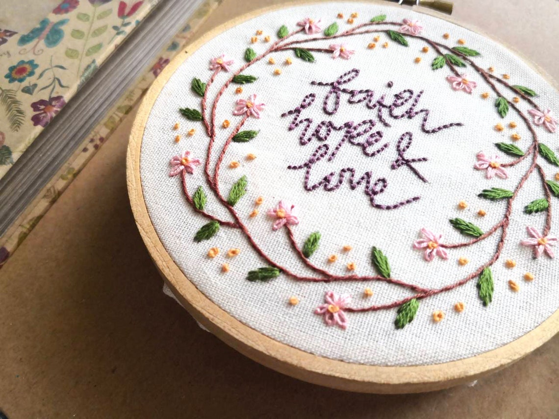 Faith, Hope & Love Floral Hand Embroidery PDF Pattern | DIY Embroidery ...
