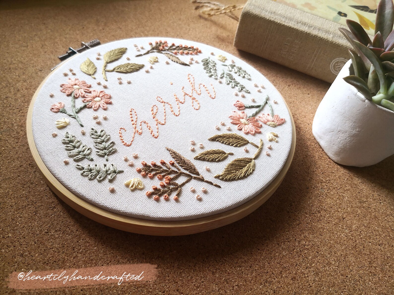 Cherish Floral Wreath Hand Embroidery PDF Pattern | DIY Embroidery ...