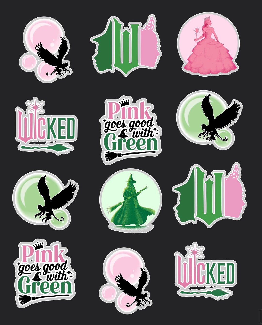 Wicked Themed | Elphaba and Glinda Theme | Cup Cake Topper | Cake ...