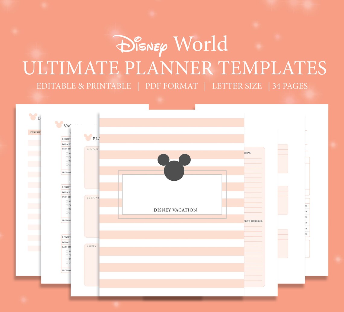 WDW ULTIMATE Theme Park Planner Templates | Editable, Printable | Trip ...