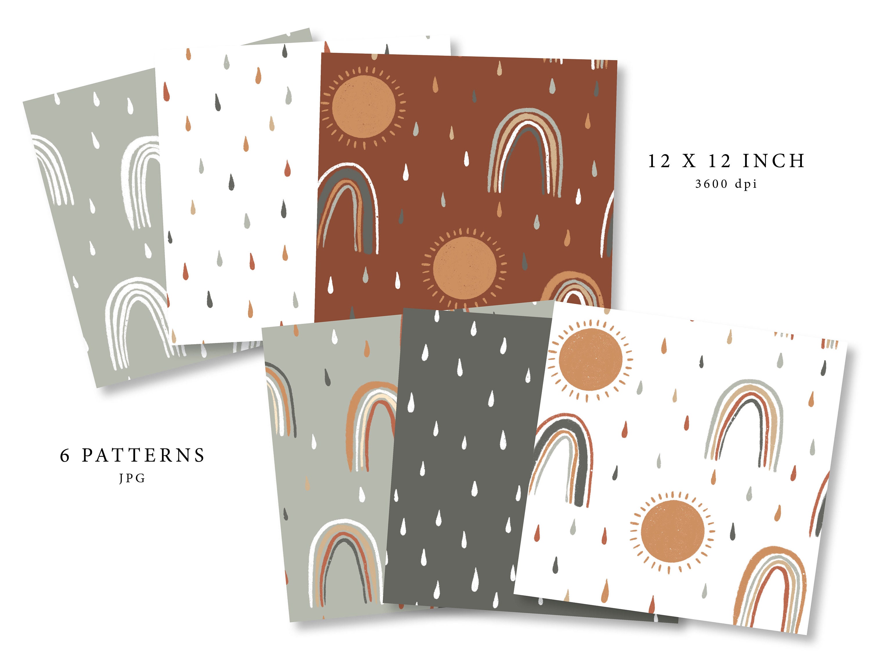 Boho Rainbow Digital Paper Rainbow Seamless Pattern - Etsy