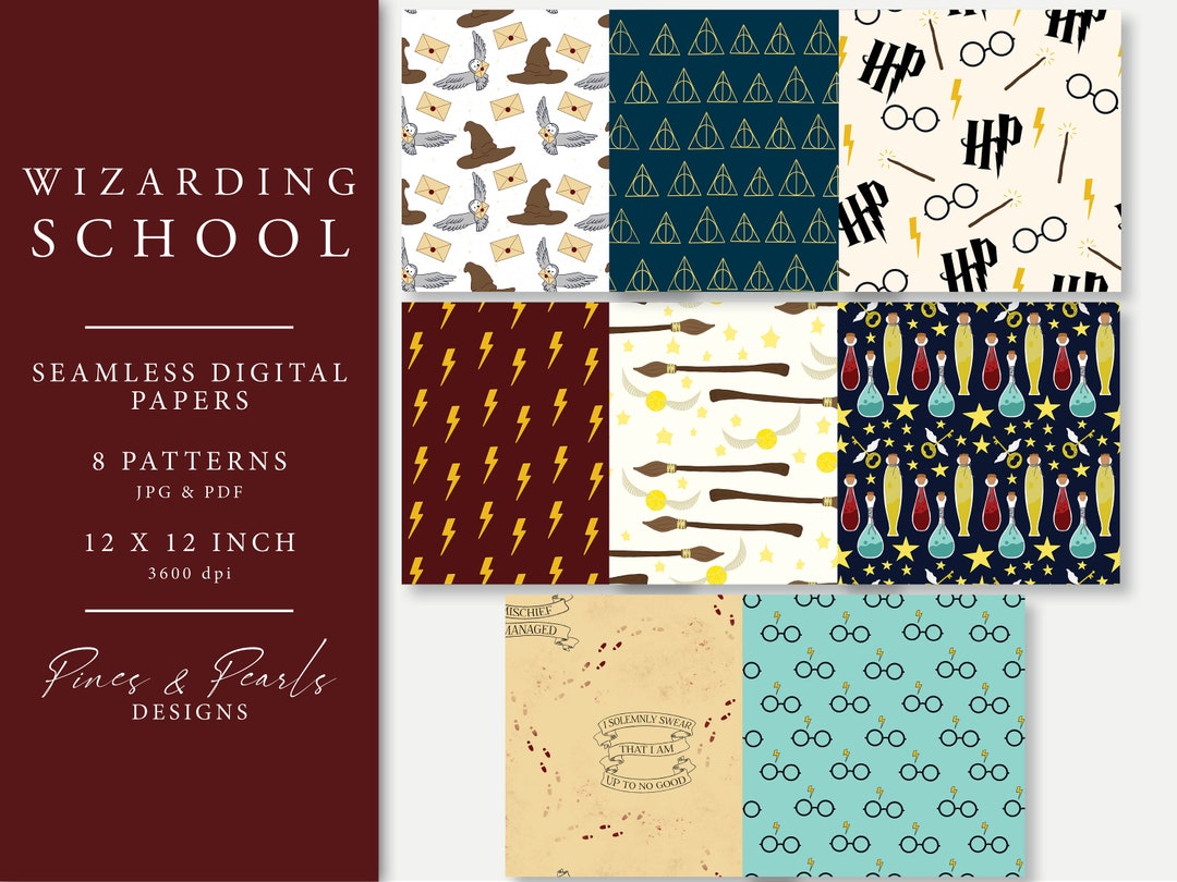 Magical Wizarding School Digital Paper | Wizard World Seamless Pattern ...