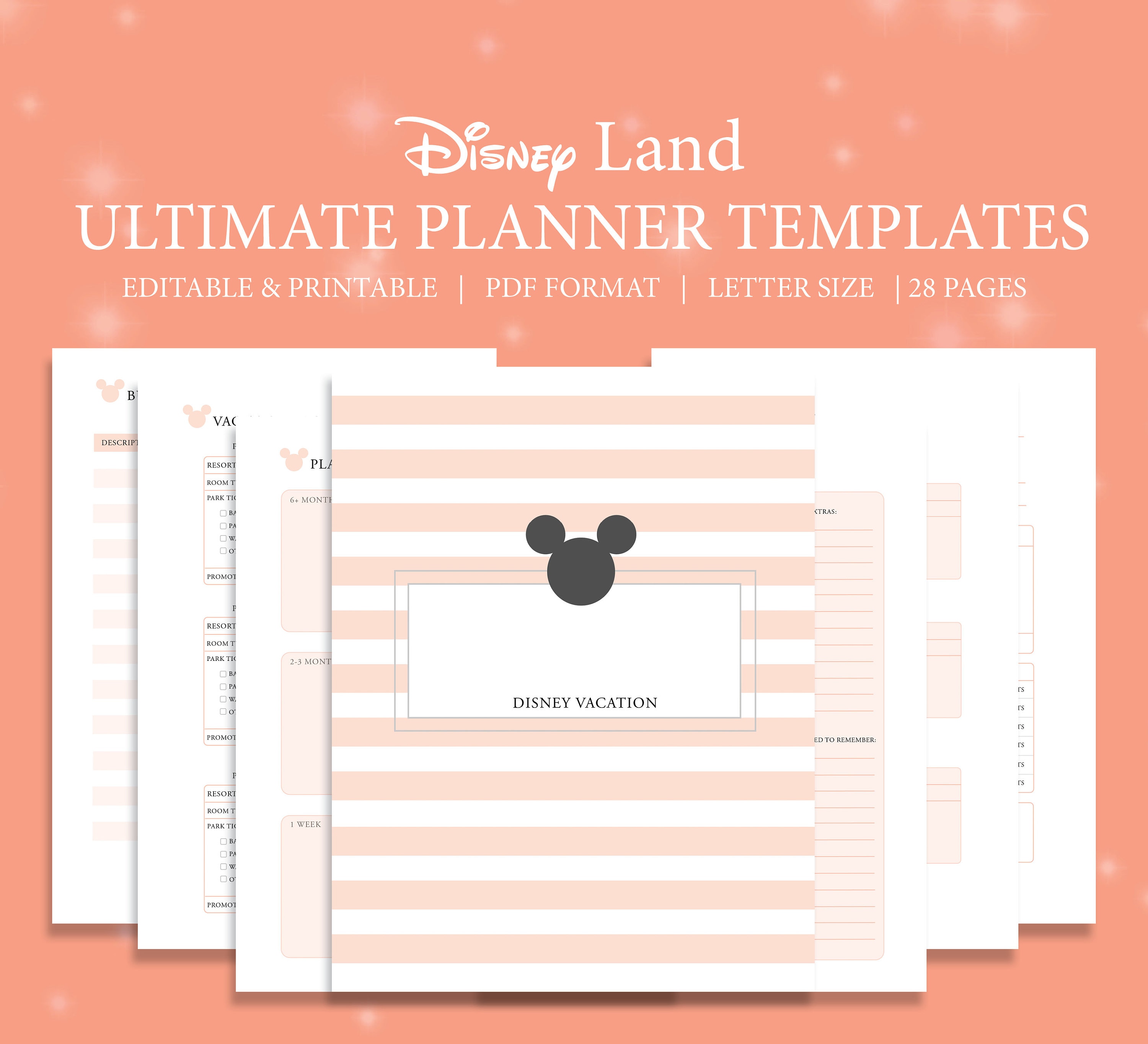 ULTIMATE Theme Park Planner Templates Editable and Printable Trip ...