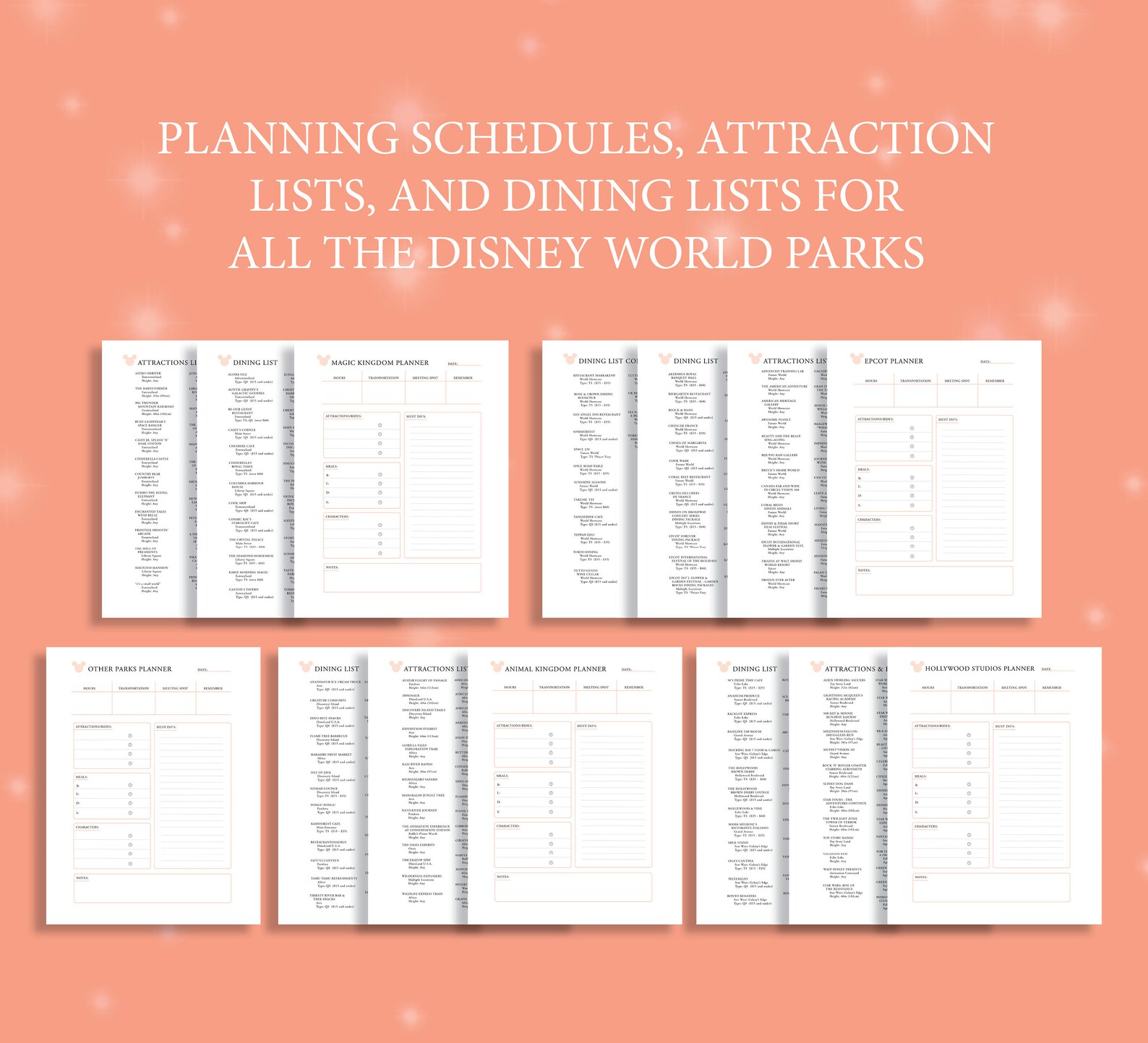WDW ULTIMATE Theme Park Planner Templates | Editable, Printable | Trip ...