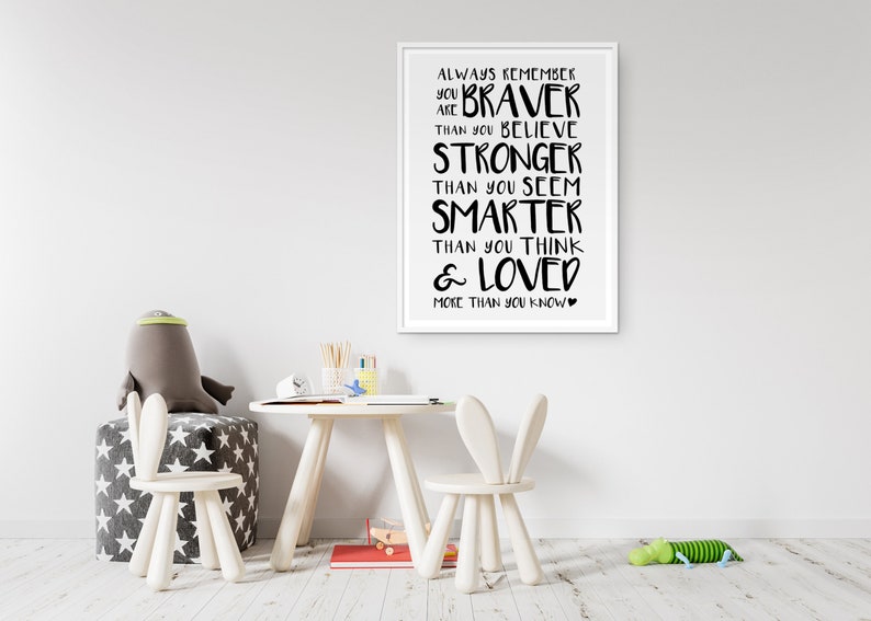 You Are Braver Than You Believe, Winnie the Pooh Quote, Nursery Decor ...