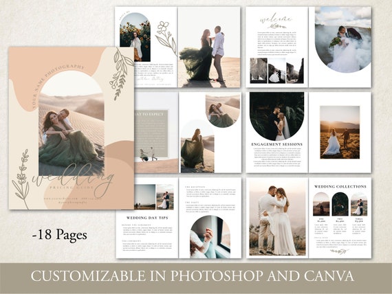 Boho Wedding Marketing Magazine Canva Photoshop Template | Etsy