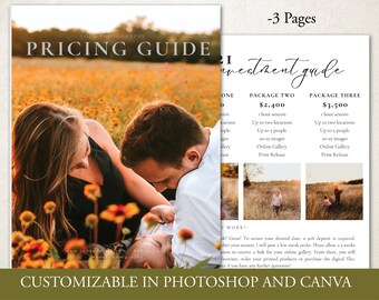 Wedding Pricing Guide Template, Guide for Photographers, Session Price ...