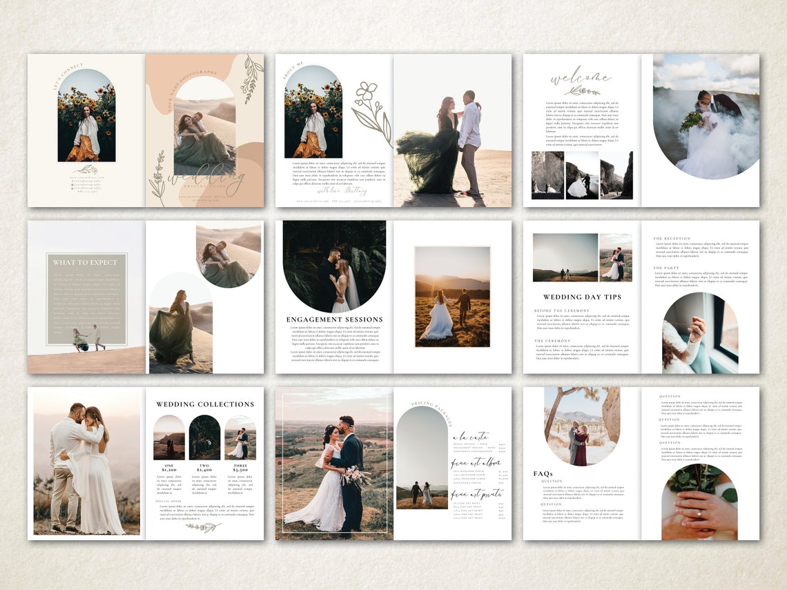 Boho Wedding Marketing Magazine Canva Photoshop Template | Etsy
