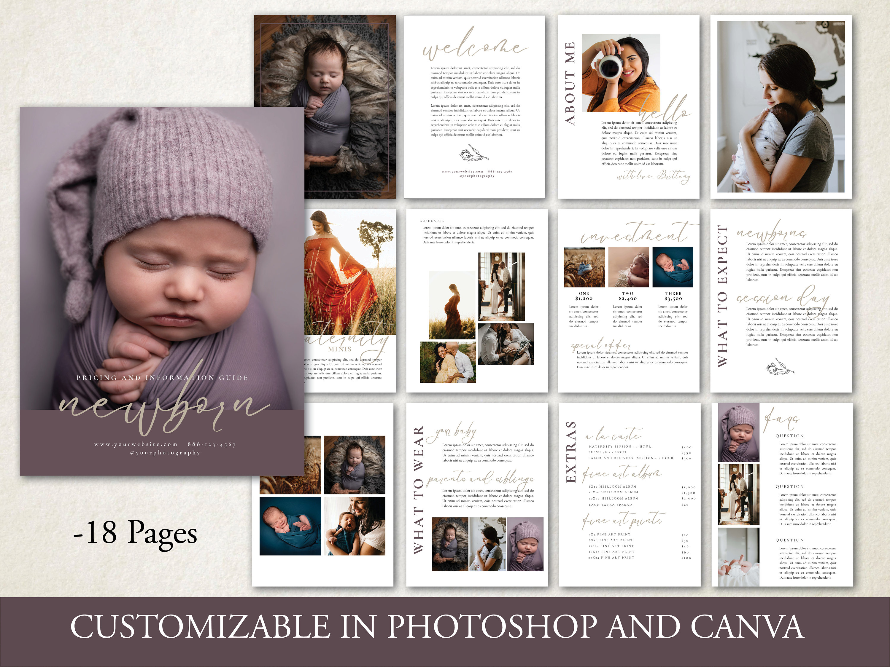 Newborn Marketing Magazine Canva and Photoshop Template, Photographer ...