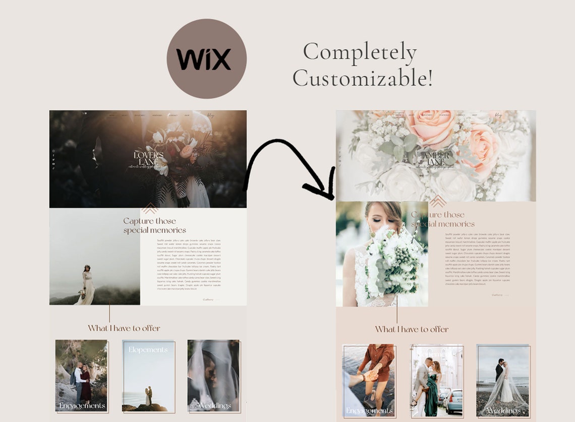 Wix Website Template Photography Wix Web Design Wedding - Etsy