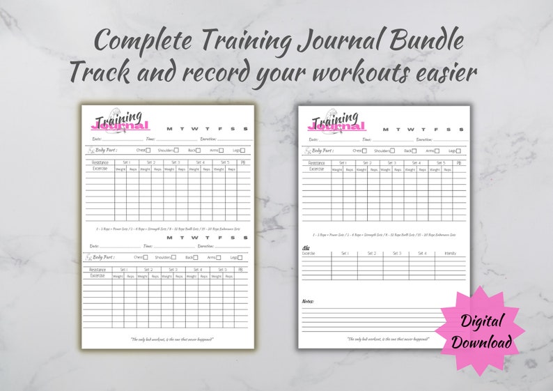 Printable Weight Training Log | Workout Tracker | Training Journal ...
