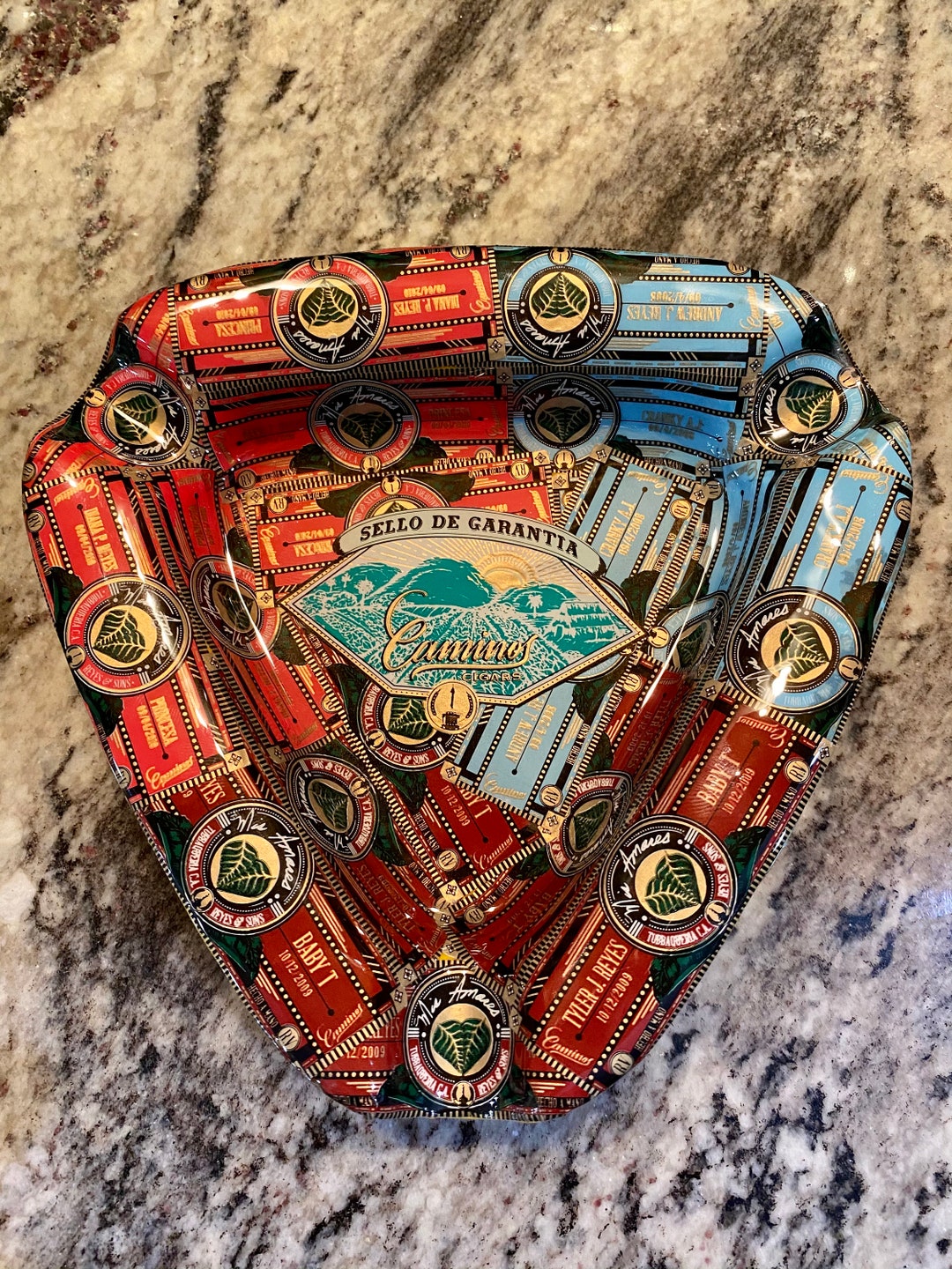 Custom Order Triangular Ashtray Covered With Cigar Bands - Etsy