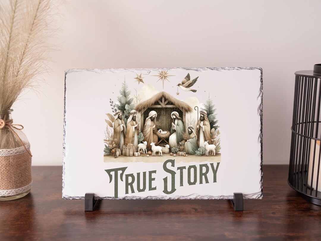 Sublimated Nativity Scene Slate, Christmas Decoration - Etsy