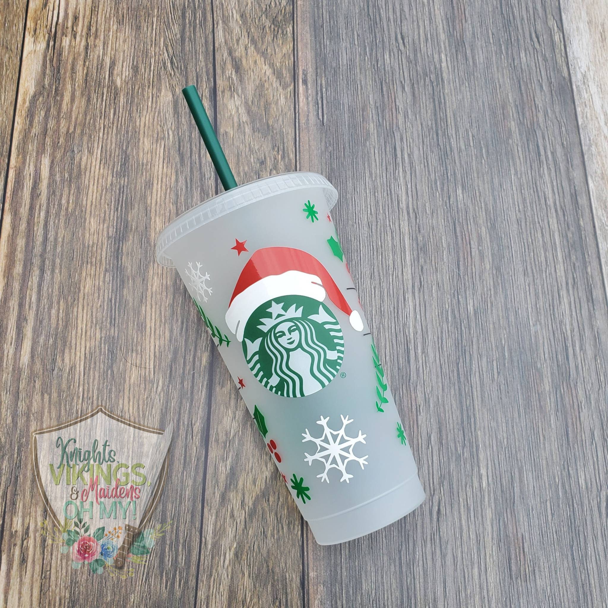 Santa Hat Cup Starbucks Cold Cup With Straw Yule Gift Cold - Etsy