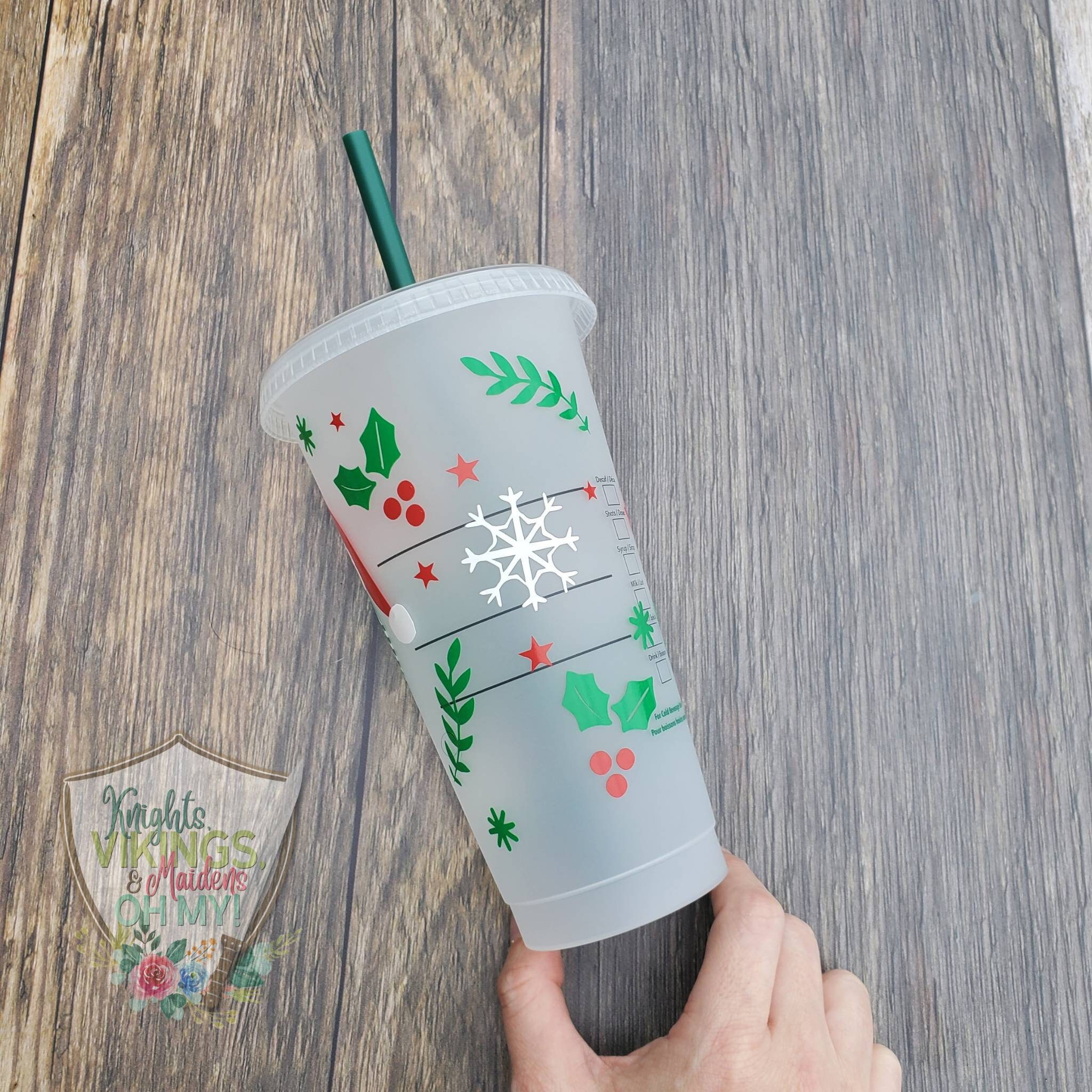 Santa Hat Cup Starbucks Cold Cup With Straw Yule Gift Cold - Etsy