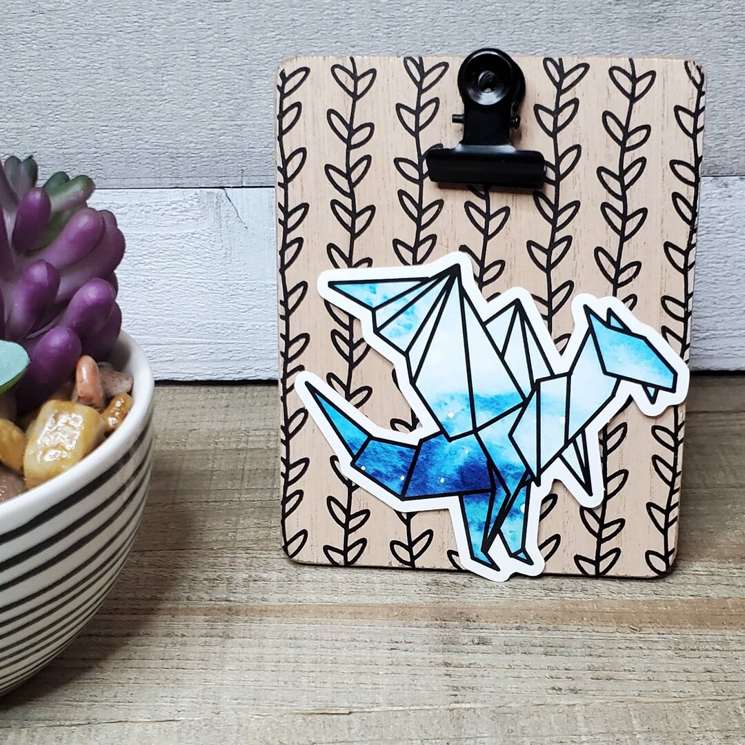 Origami Dragon Die Cut Sticker Galaxy Print Sticker - Etsy