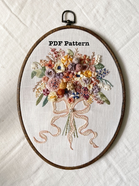 Flower Bouquet Embroidery PDF Pattern | Etsy