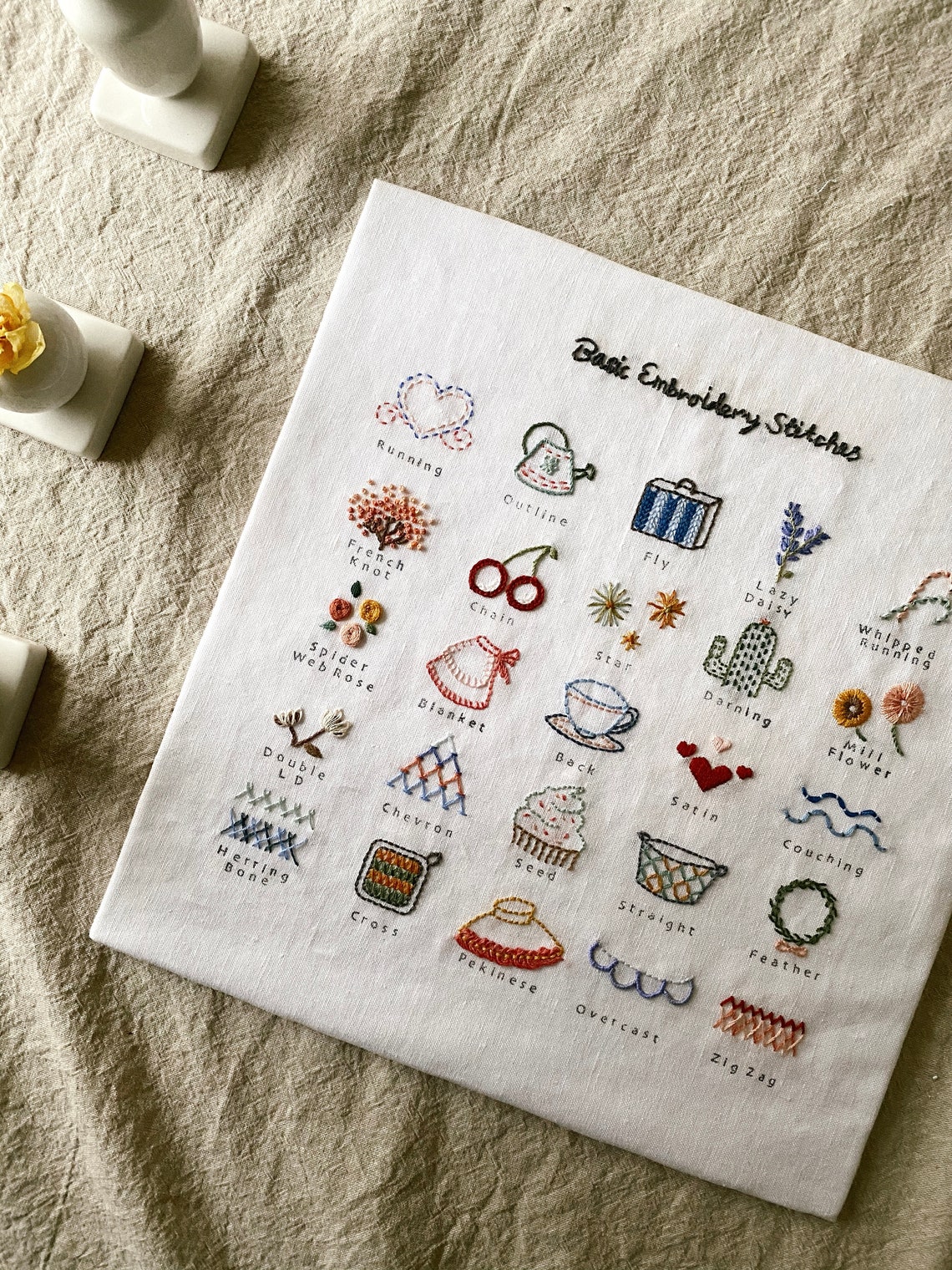 Basic Embroidery Stitch Sampler PDF Pattern for Beginners - Etsy