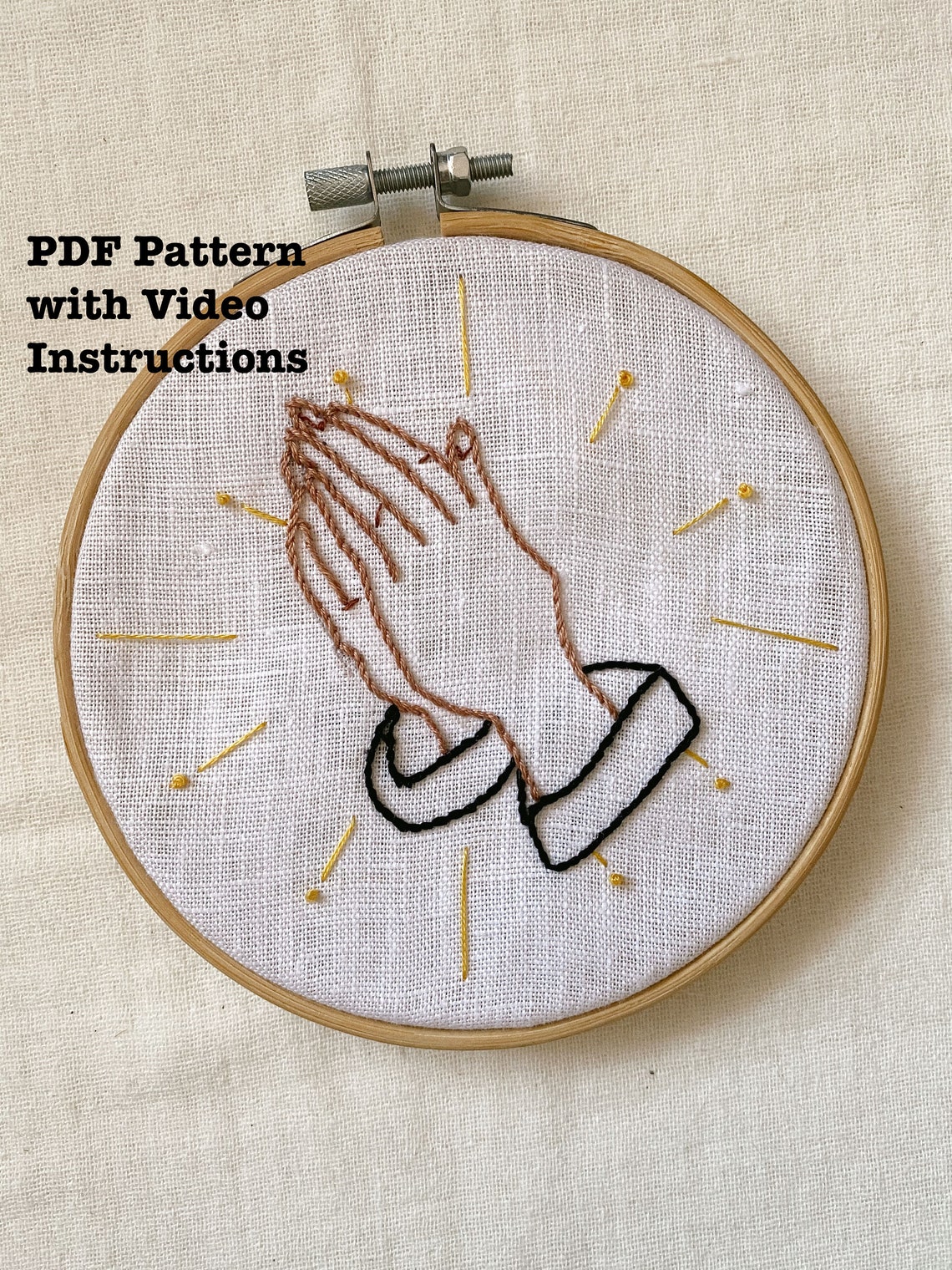 Praying Hands Embroidery PDF Pattern for beginners with video | Etsy