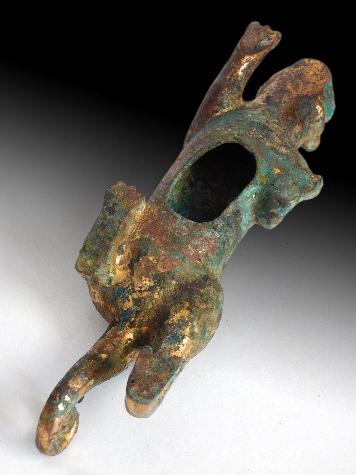Antique Chinese Excavated Gold Gilded Bronze Tiger Tally Scroll Weight ...