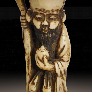 18th Century Antique Japanese Edo Netsuke Longevity Star God Sig ...