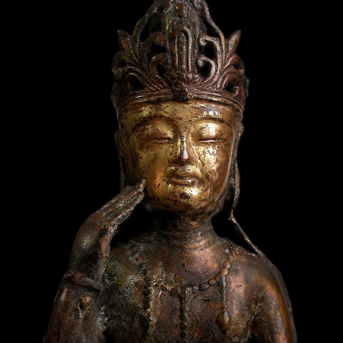Pensive Maitreya Miroku Bosatsu Kamakura Style Gilt Bronze Buddha ...
