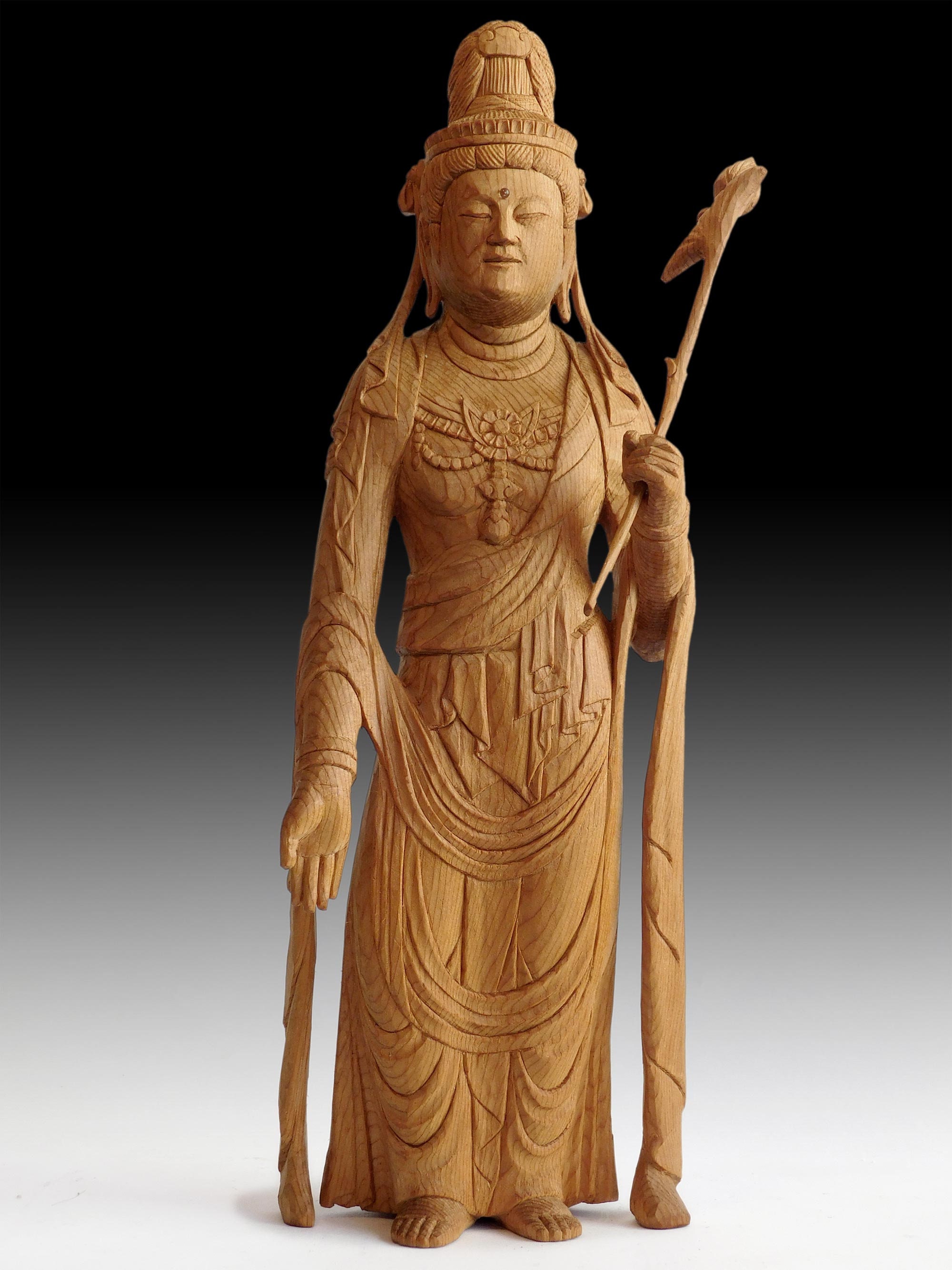 Compassion Goddess Kannon Bosatsu Vintage Japanese Hand Carved Wood ...