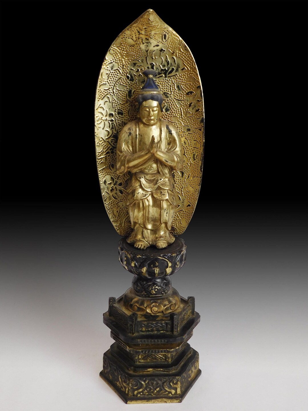 Antique Japanese Gilt Wood Jogyo Bosatsu Nichiran Bodhisattva Buddha ...