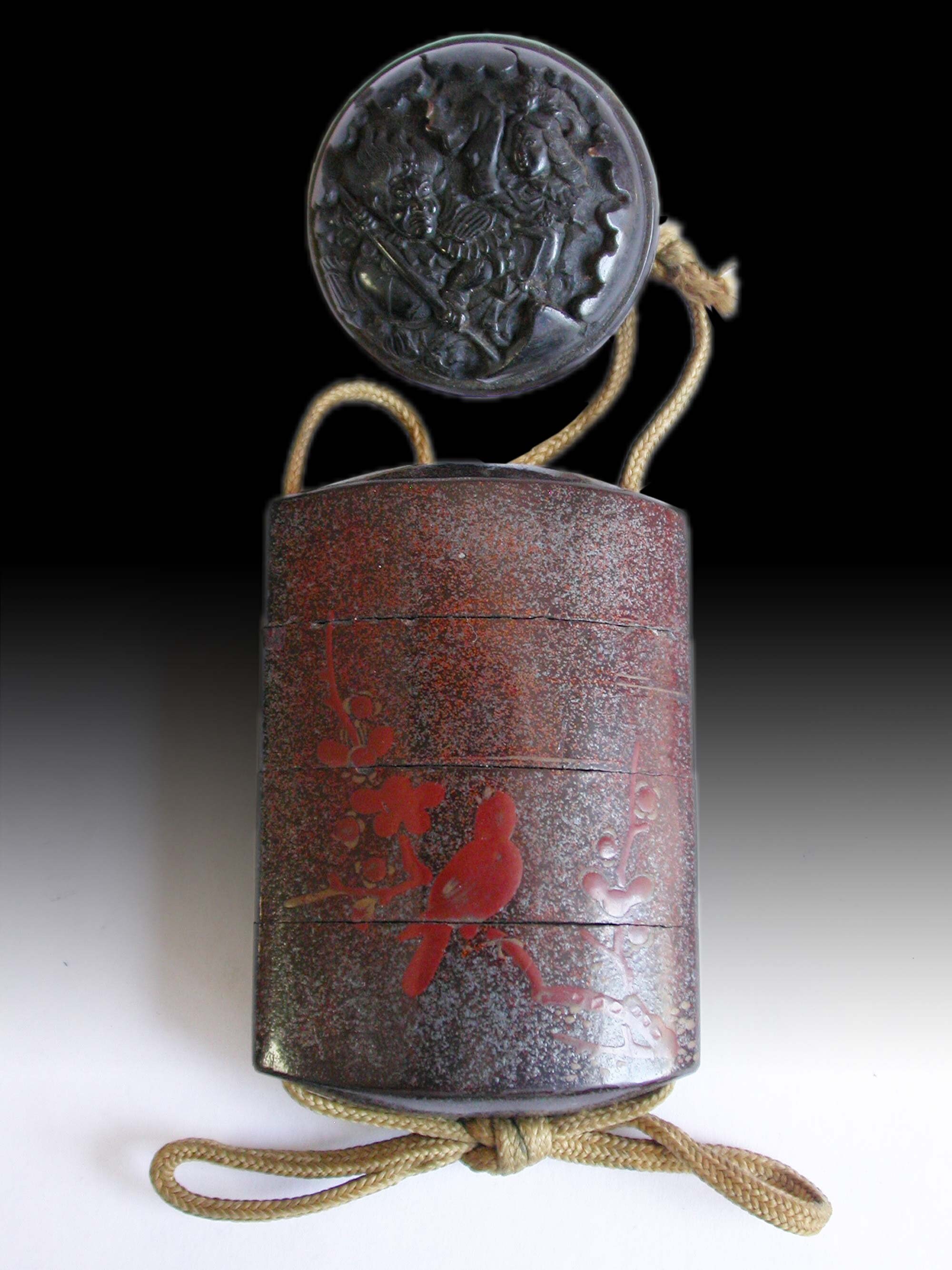 Antique Japanese Samurai Fighting Cherry Tree Spirit Manju Netsuke ...