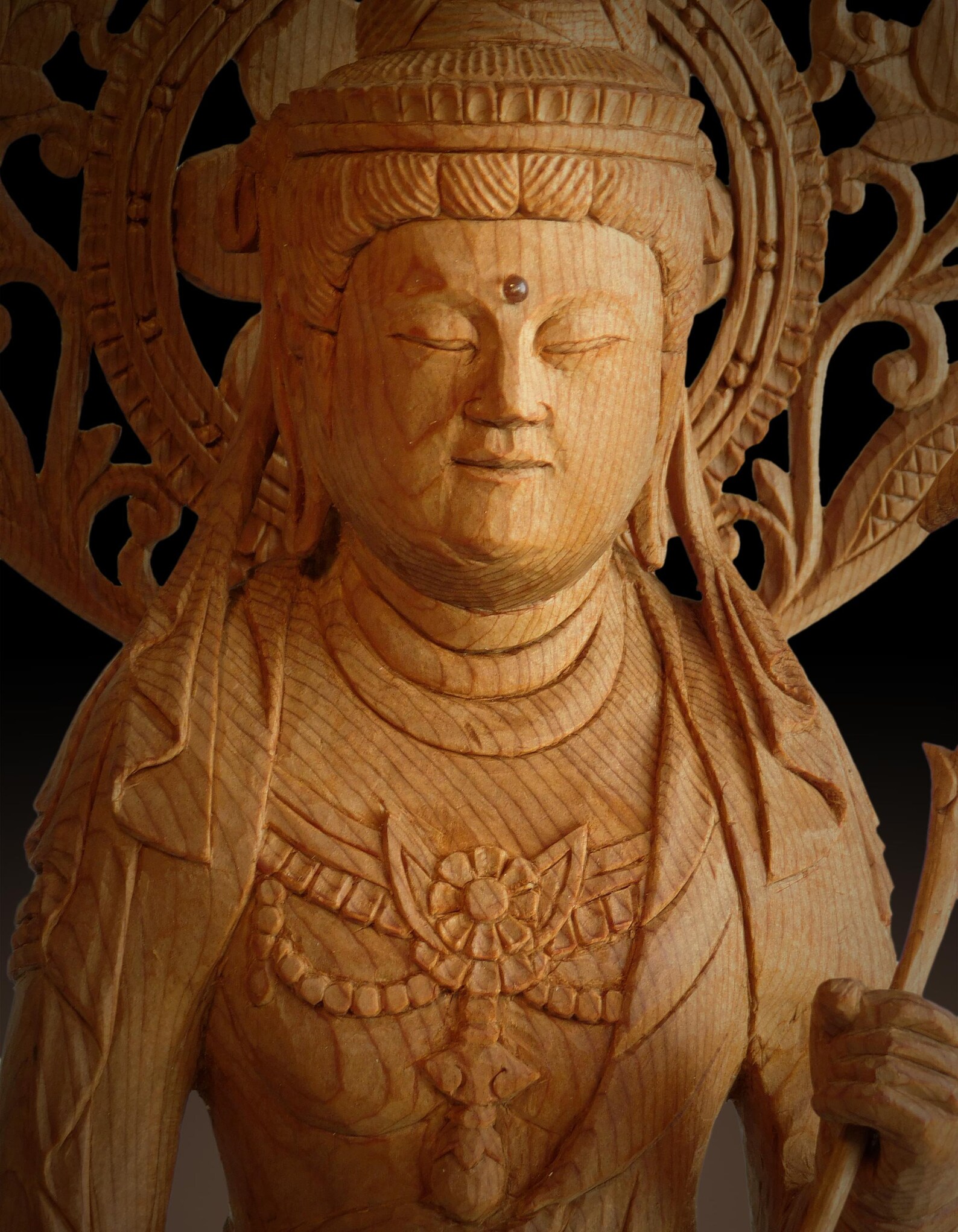 Compassion Goddess Kannon Bosatsu Vintage Japanese Hand Carved Wood ...