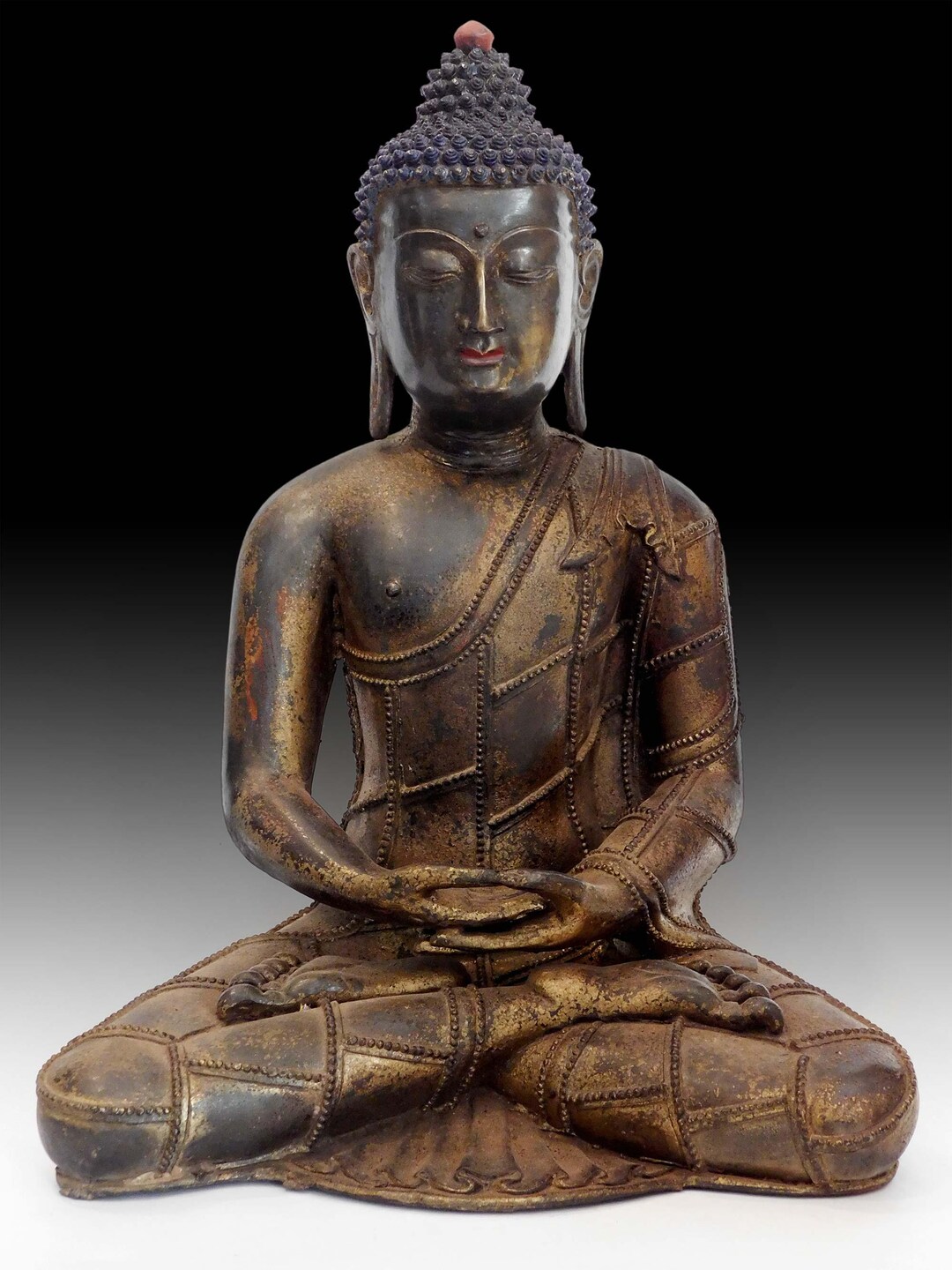 Antique Chinese Bronze Amida Amitabha Meditation Buddha Statue 18”H ...