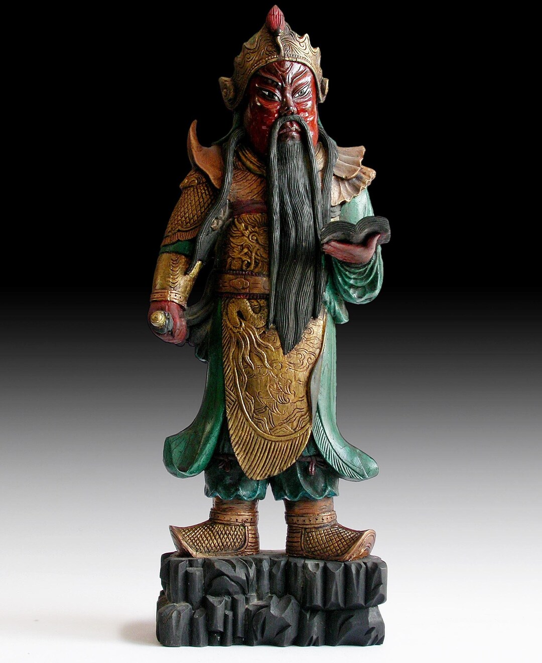 Vintage Chinese Guan Yu Spring Autumn Ebony Heartwood Carving 黑檀木關聖讀春秋 ...