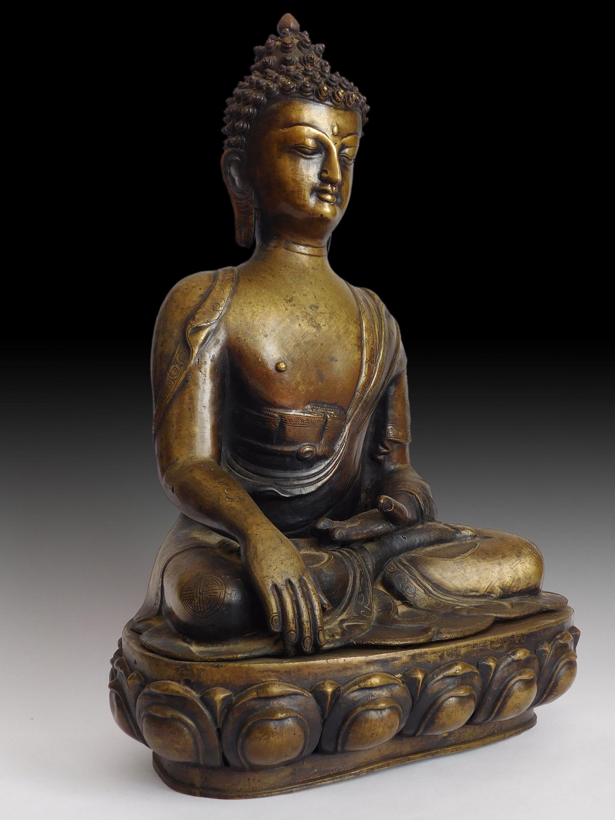 Antique Nepalese Transcendent Wisdom Buddha Akshobhya Bronze Statue ...