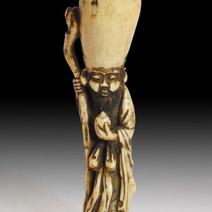18th Century Antique Japanese Edo Netsuke Longevity Star God Sig ...