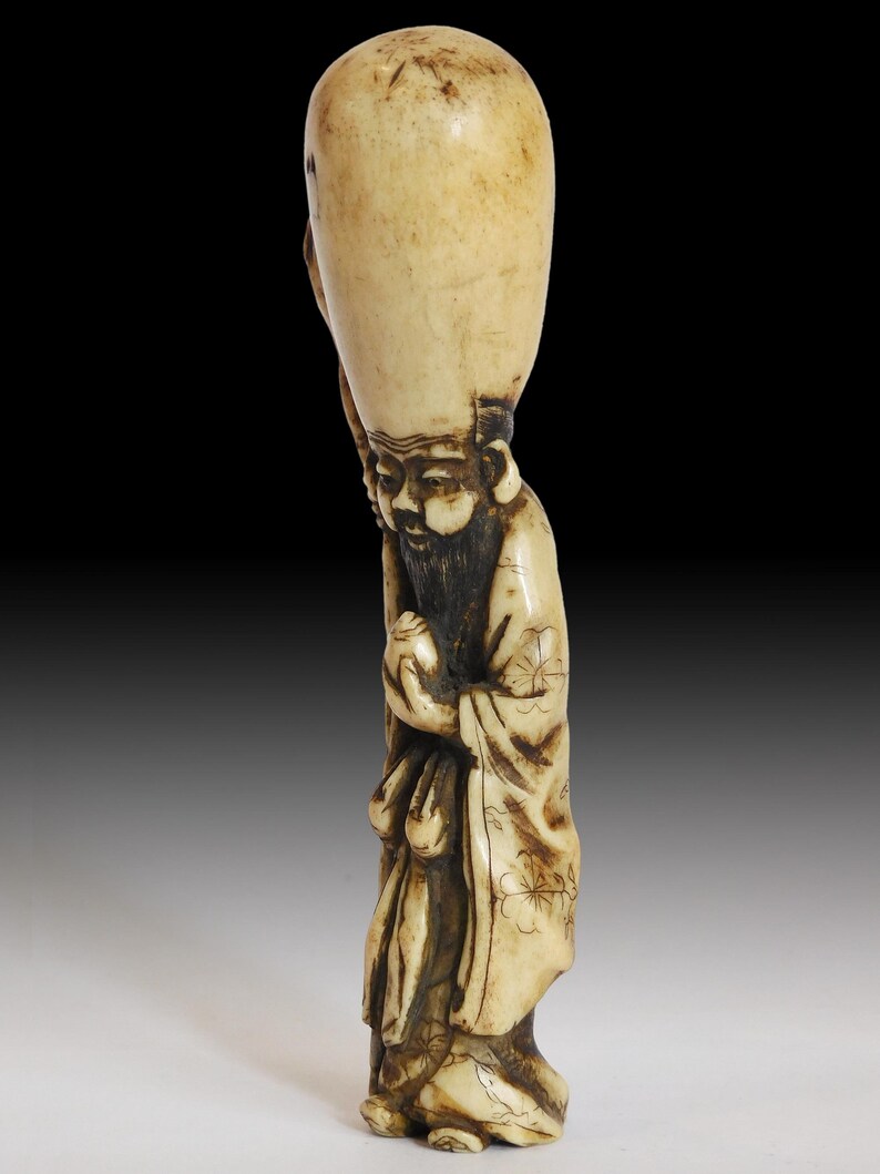 18th Century Antique Japanese Edo Netsuke Longevity Star God Sig ...