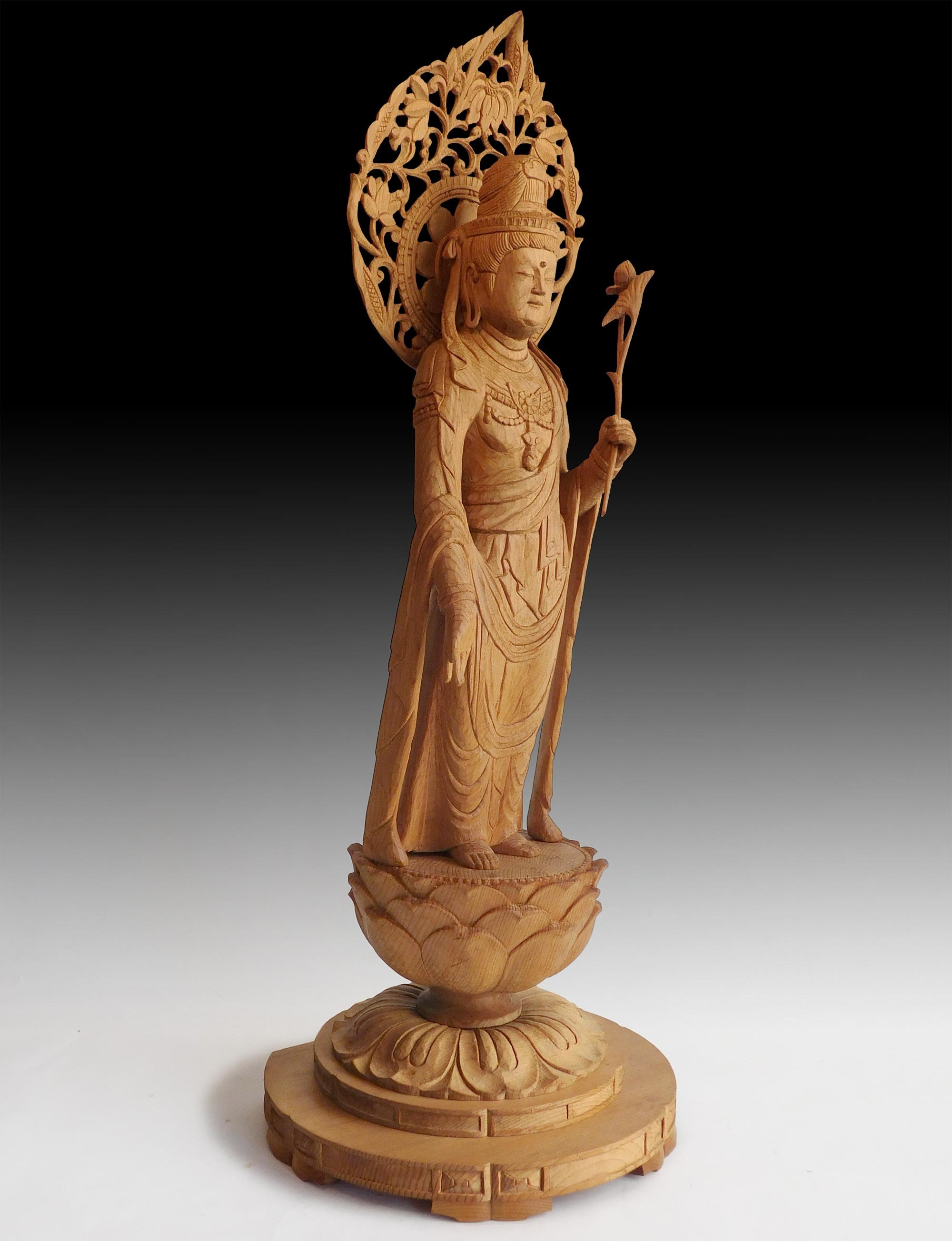 Compassion Goddess Kannon Bosatsu Vintage Japanese Hand Carved Wood ...