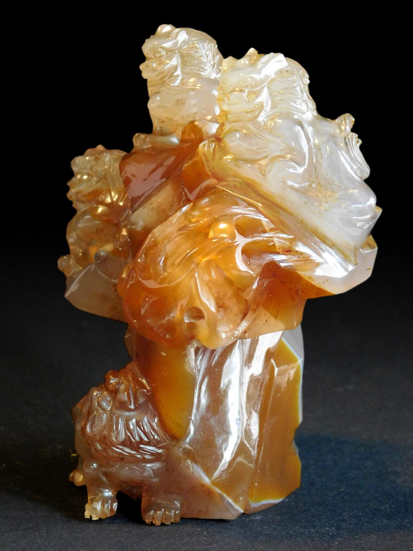 Vintage Chinese Citrine Quartz Agate Crystal Lion Scholar’s Rock ...