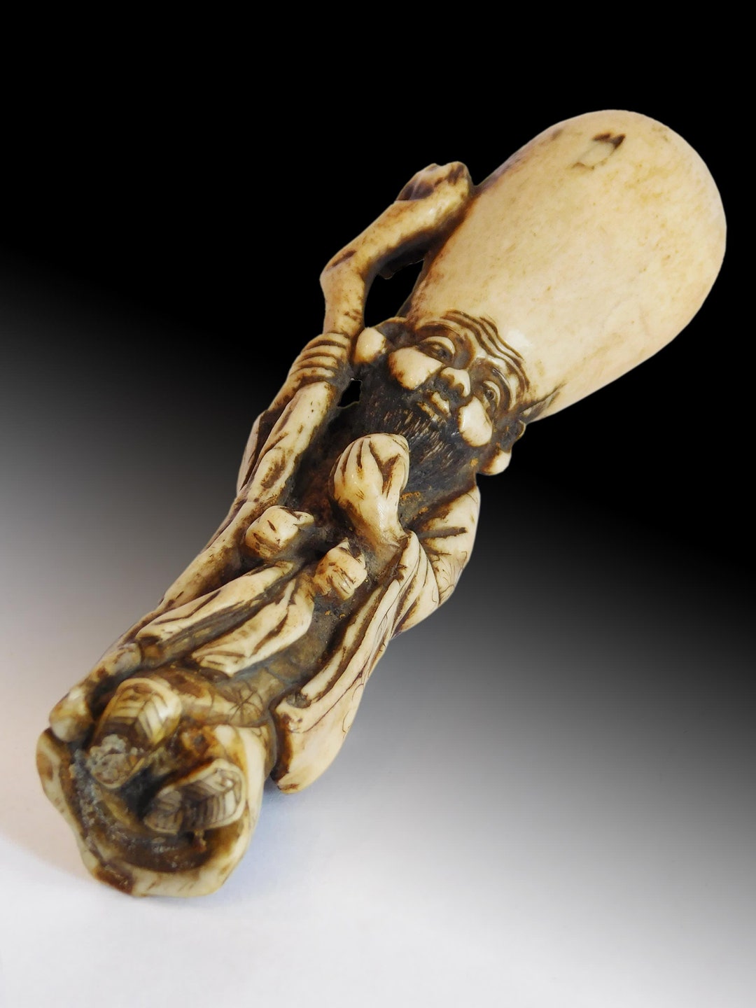 18th Century Antique Japanese Edo Netsuke Longevity Star God Sig ...
