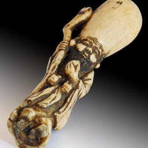 18th Century Antique Japanese Edo Netsuke Longevity Star God Sig ...