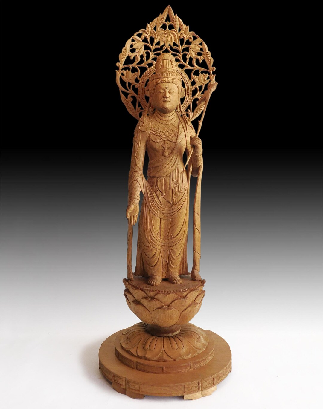 Compassion Goddess Kannon Bosatsu Vintage Japanese Hand Carved Wood ...