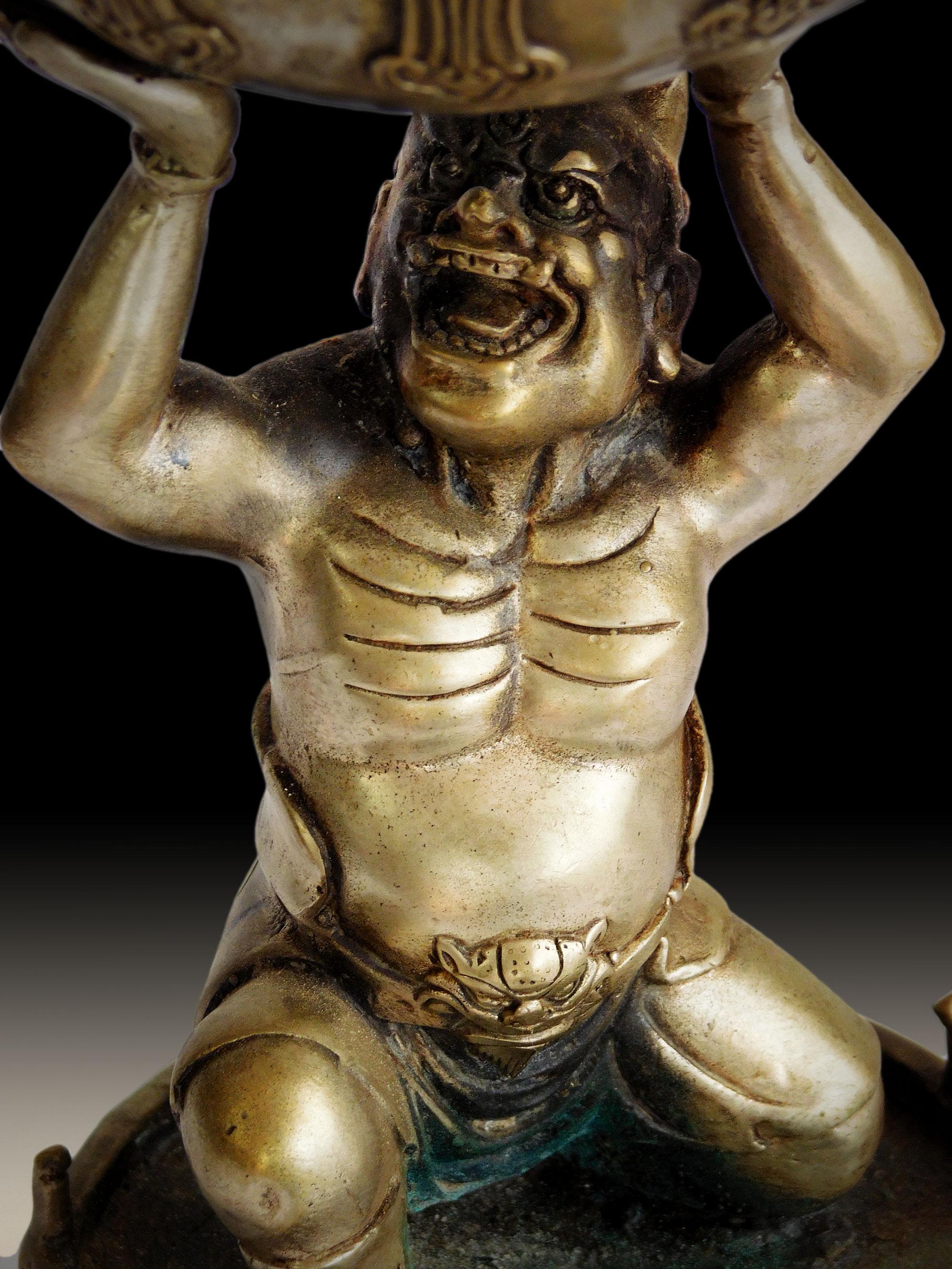Vintage Chinese Nio Guardian Dragon Bronze Censer Incense Burner 青銅金剛香爐 ...
