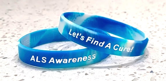 ALS Awareness Silicone Wristband Bracelet Blue and White - Etsy